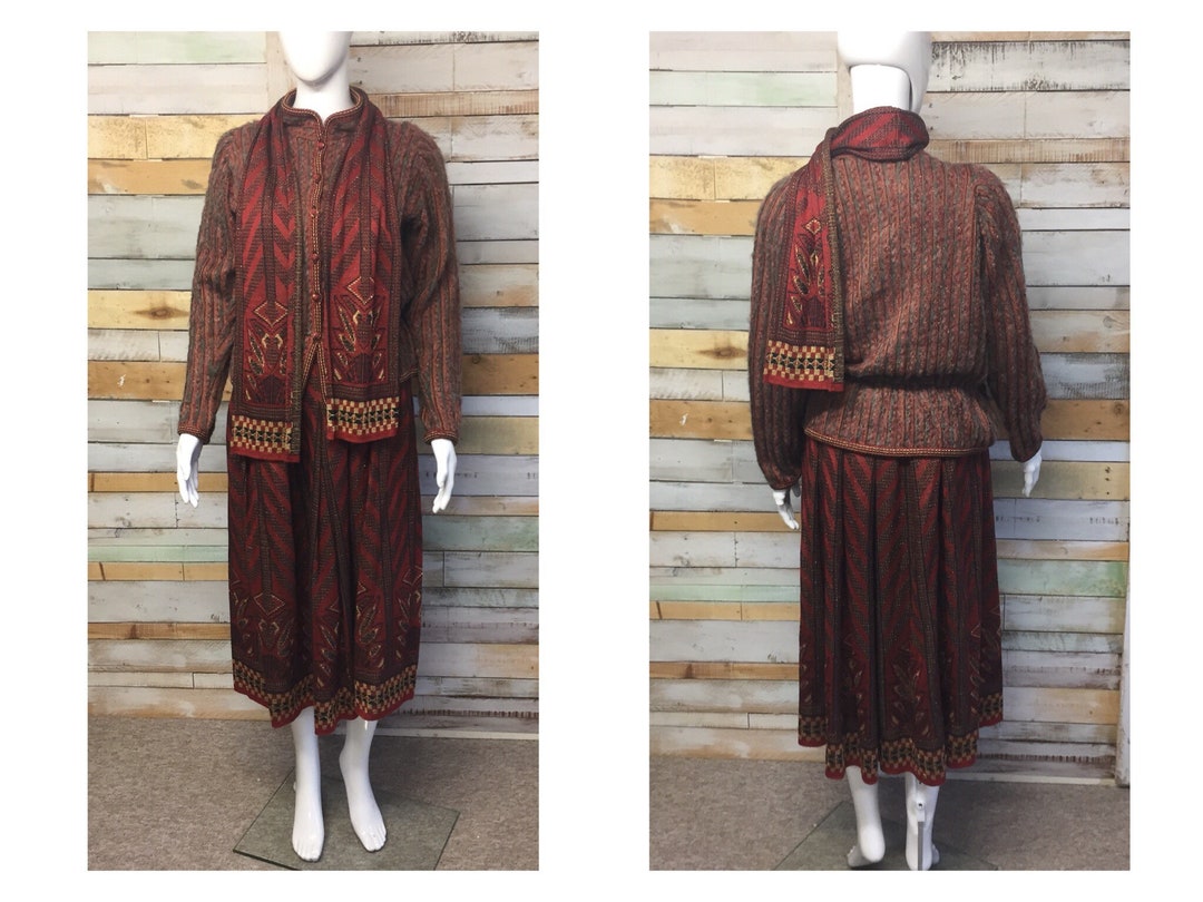 Bill Gibb Knitwear 4-piece Autumn Ensemble. Jacket/skirt/top/scarf ...