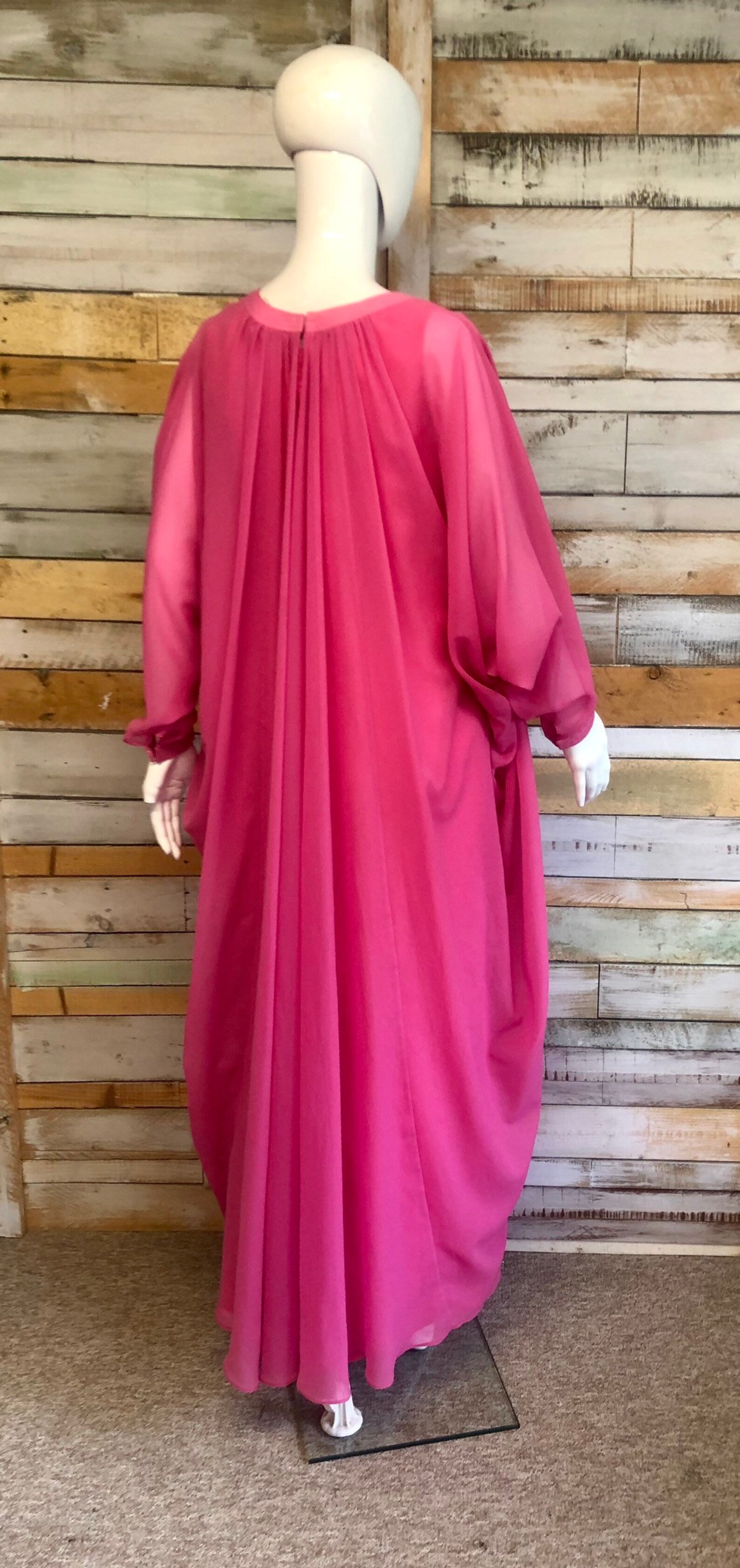 Vintage Yuki for Rembrandt Shocking Pink 1970's Designer Maxi Dress ...