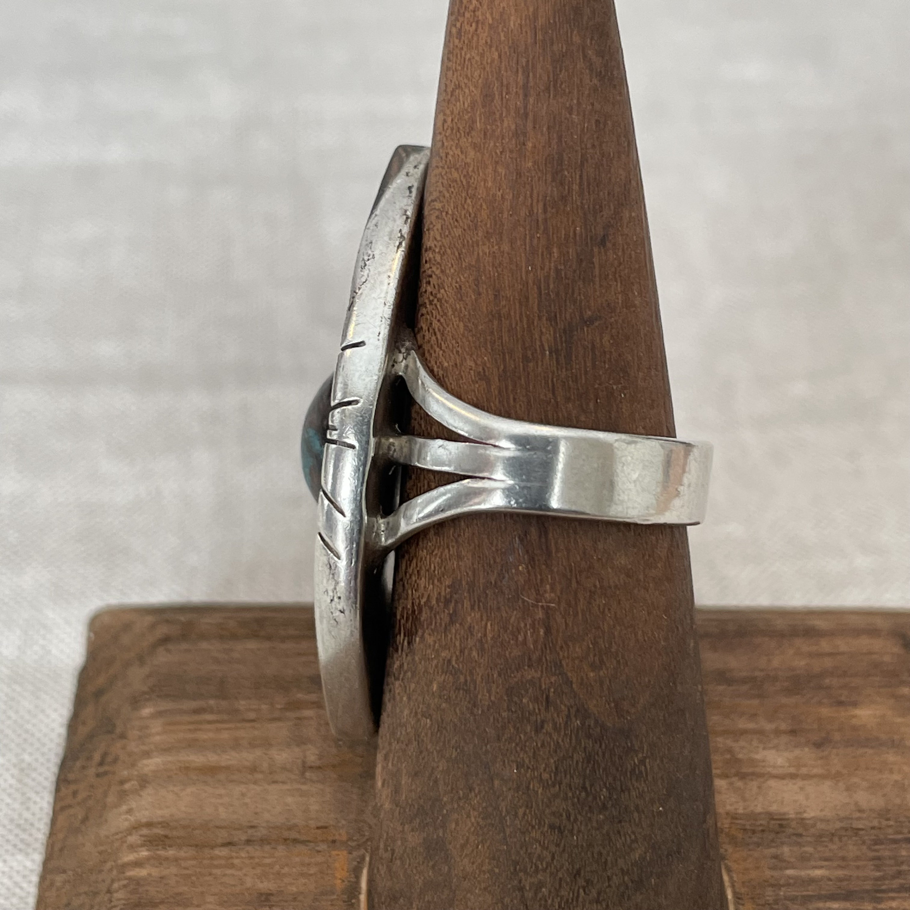 Sterling Silver Ring Size 7.25 Vintage Turquoise Split Shank Handmade ...