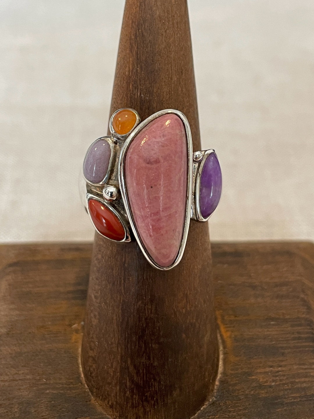 Vintage Designer Whitney Kelly Ring Size 7 Sterling Silver .925 Pink ...