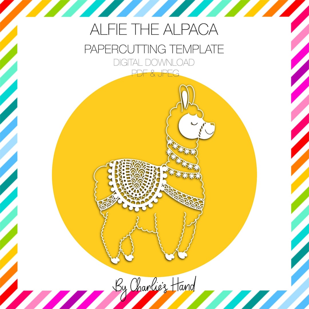 Alfie the Alpaca Papercutting Template, Digital Download Pdf, Jpeg ...