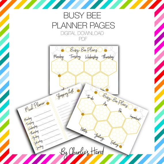 Busy Bee Planner Set Daily Weekly & Meal Planner Sheets - Etsy UK
