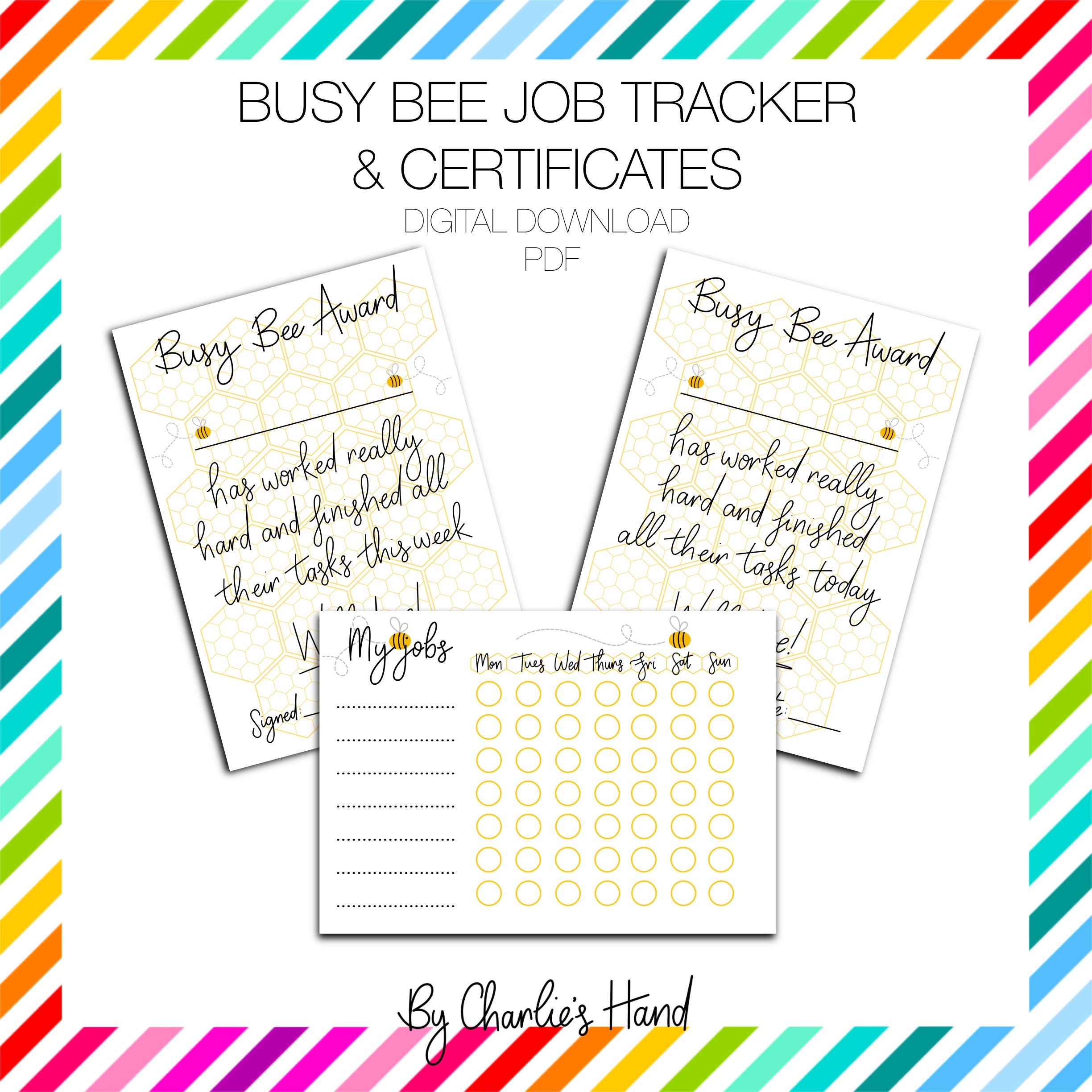 Busy Bee childrens certificates and reward chart Digital download of ...