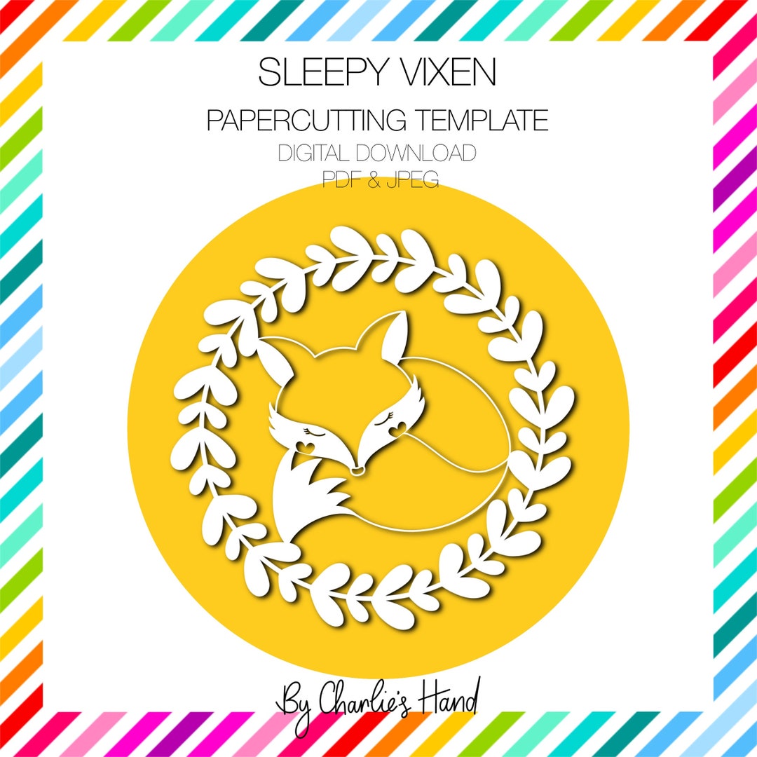 Sleepy Vixen Papercutting Template, Digital Download Pdf, Jpeg ...