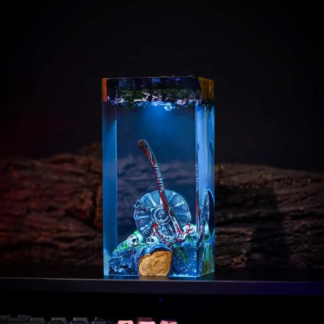 Leviathan Axe Shield Epoxy Resin Wood Lamp Night Light Unique Her Him ...
