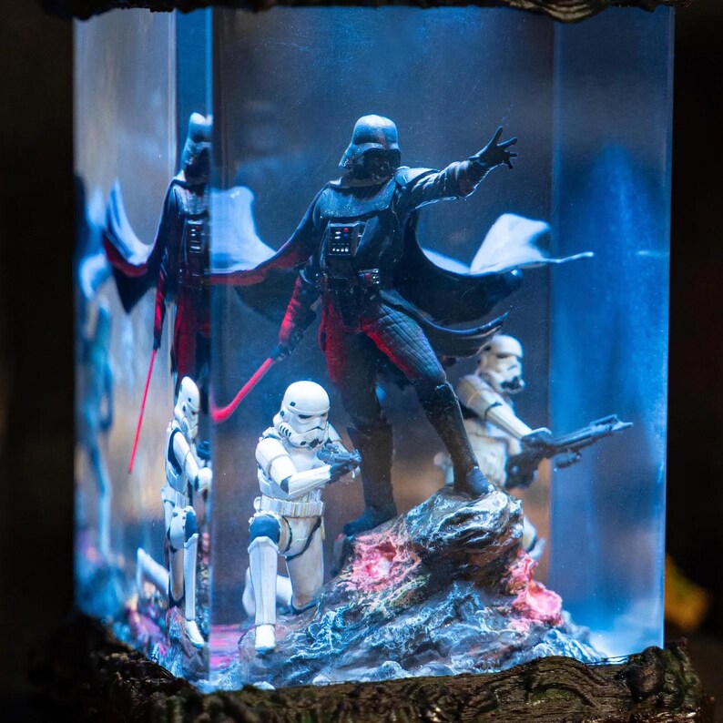 Darth Vad.er Anakin Skywalker Stormtrooper Custom Resin Lamp, Resin Creations Art, Nigh Light ...