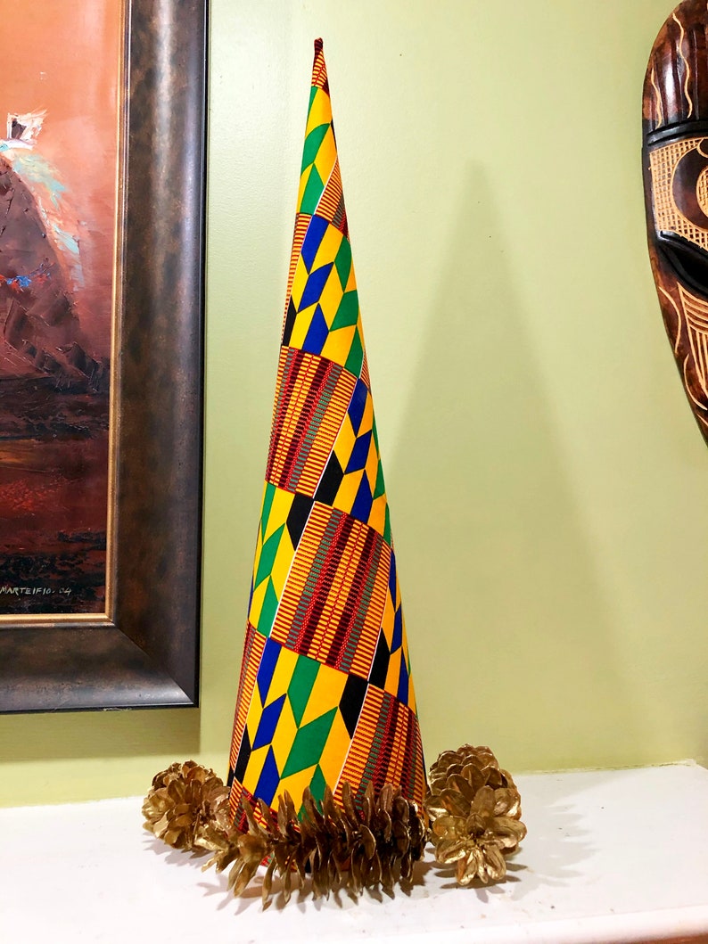 Kente Christmas Cone Trees, Fabric Holiday Trees, Graduated Size Trees ...