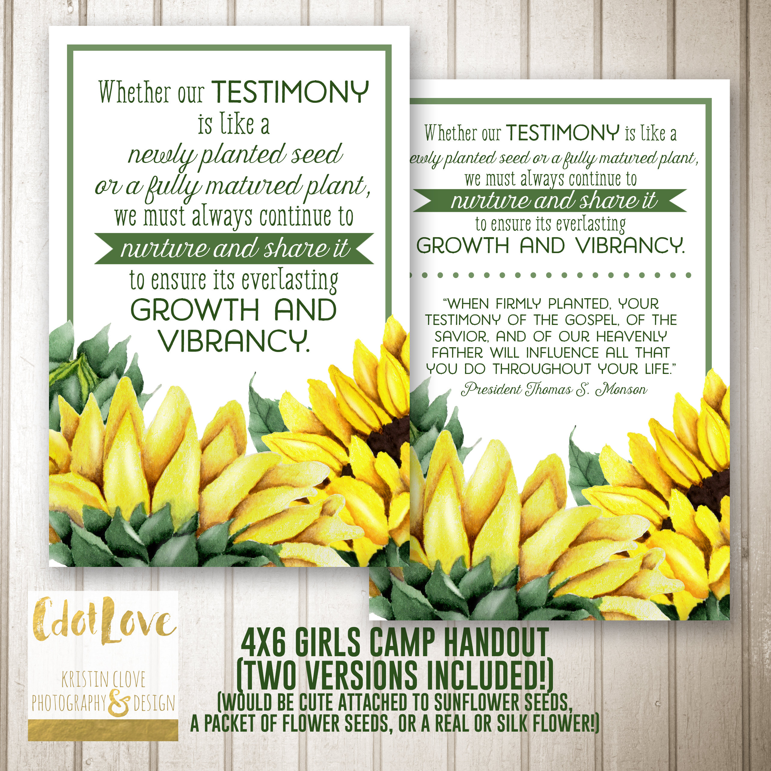 Girls Camp Handouts - Testimony is Like a Seed Quote INSTANT Download ...