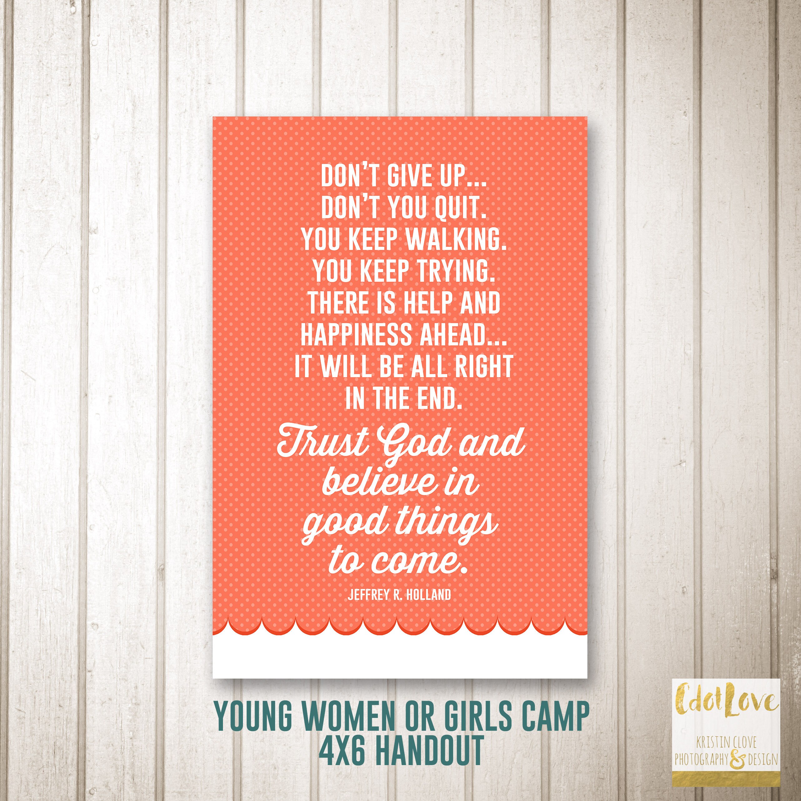 Girls Camp Handouts Don't Give up Quote INSTANT Download /young Women ...