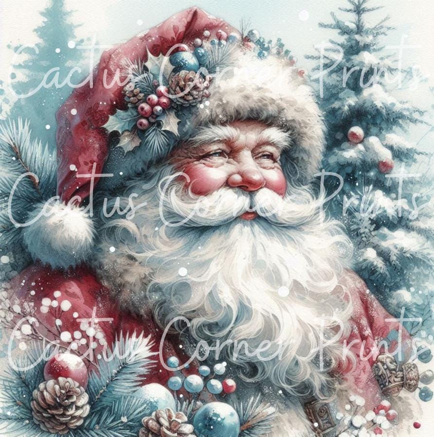 Santa, Christmas Santa, 3 Styles, Instant Download, Printable ...