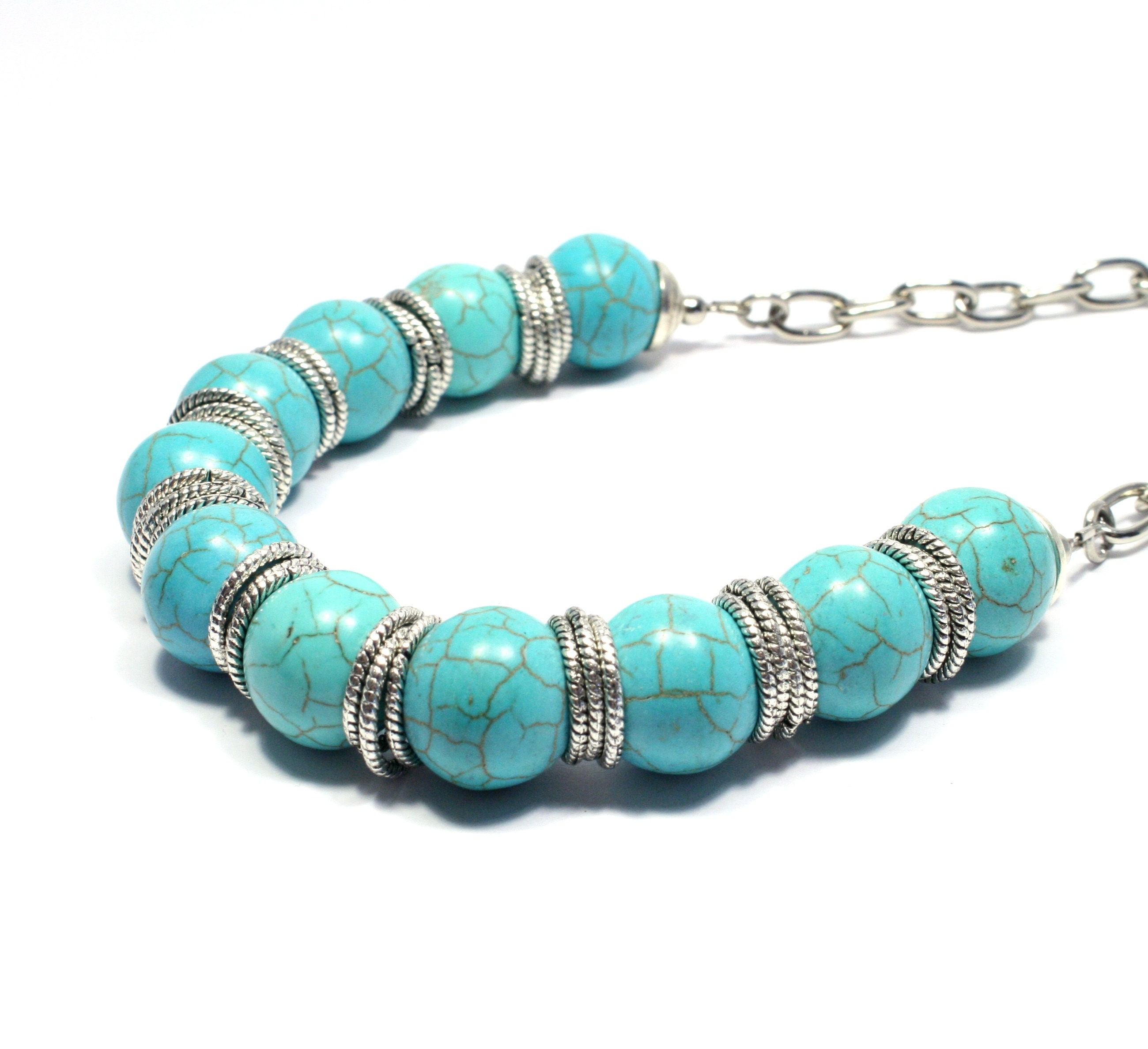 Turquoise Beaded Necklace - Turquoise Jewelry - Turquoise Necklace ...