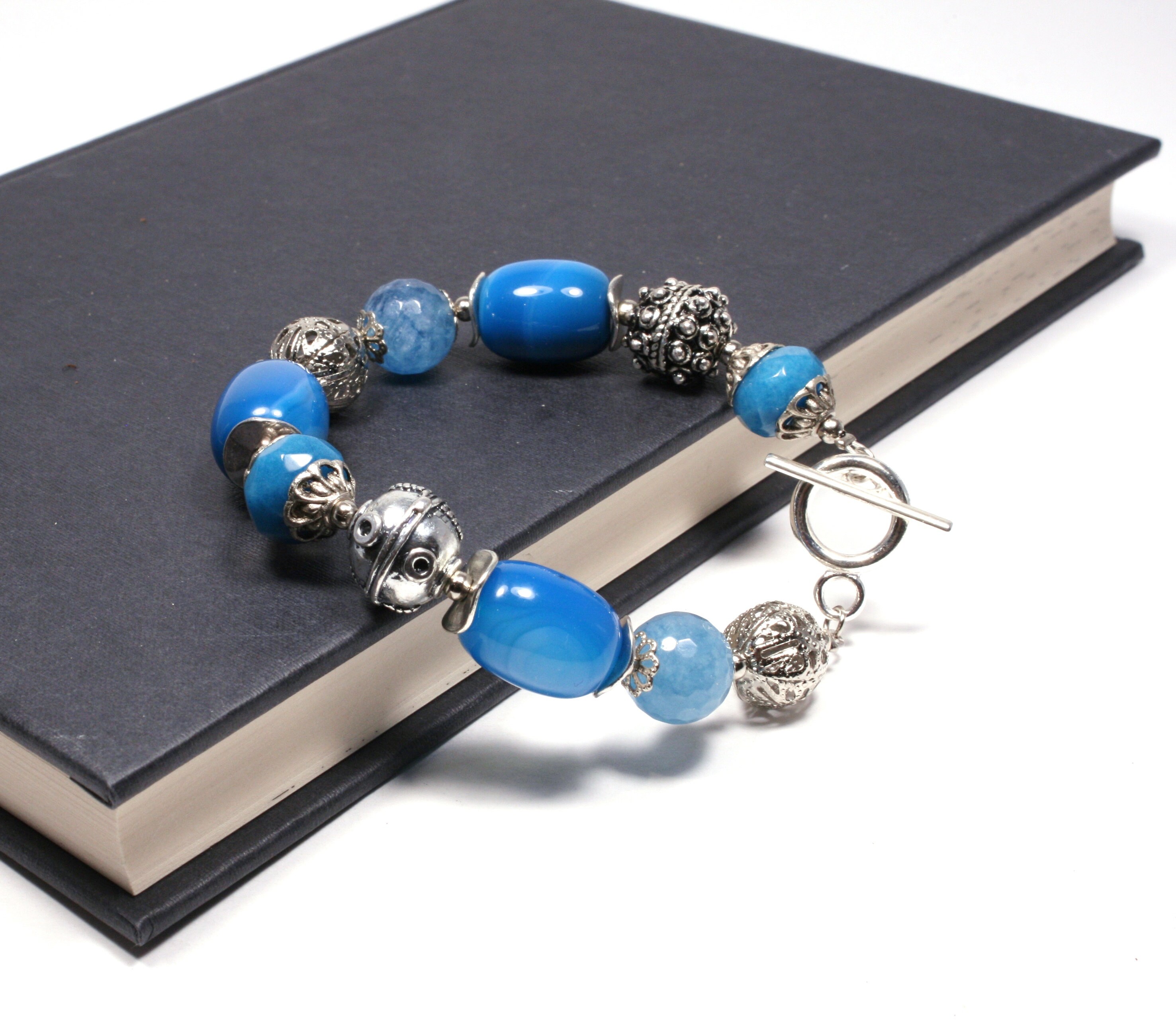Blue Beaded Bracelet - Blue Gemstone Bracelet - Blue Bracelet - Blue ...