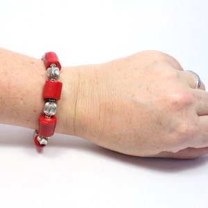 Red Coral Bracelet - Coral Jewellery - Red Beaded Bracelet - Gemstone ...
