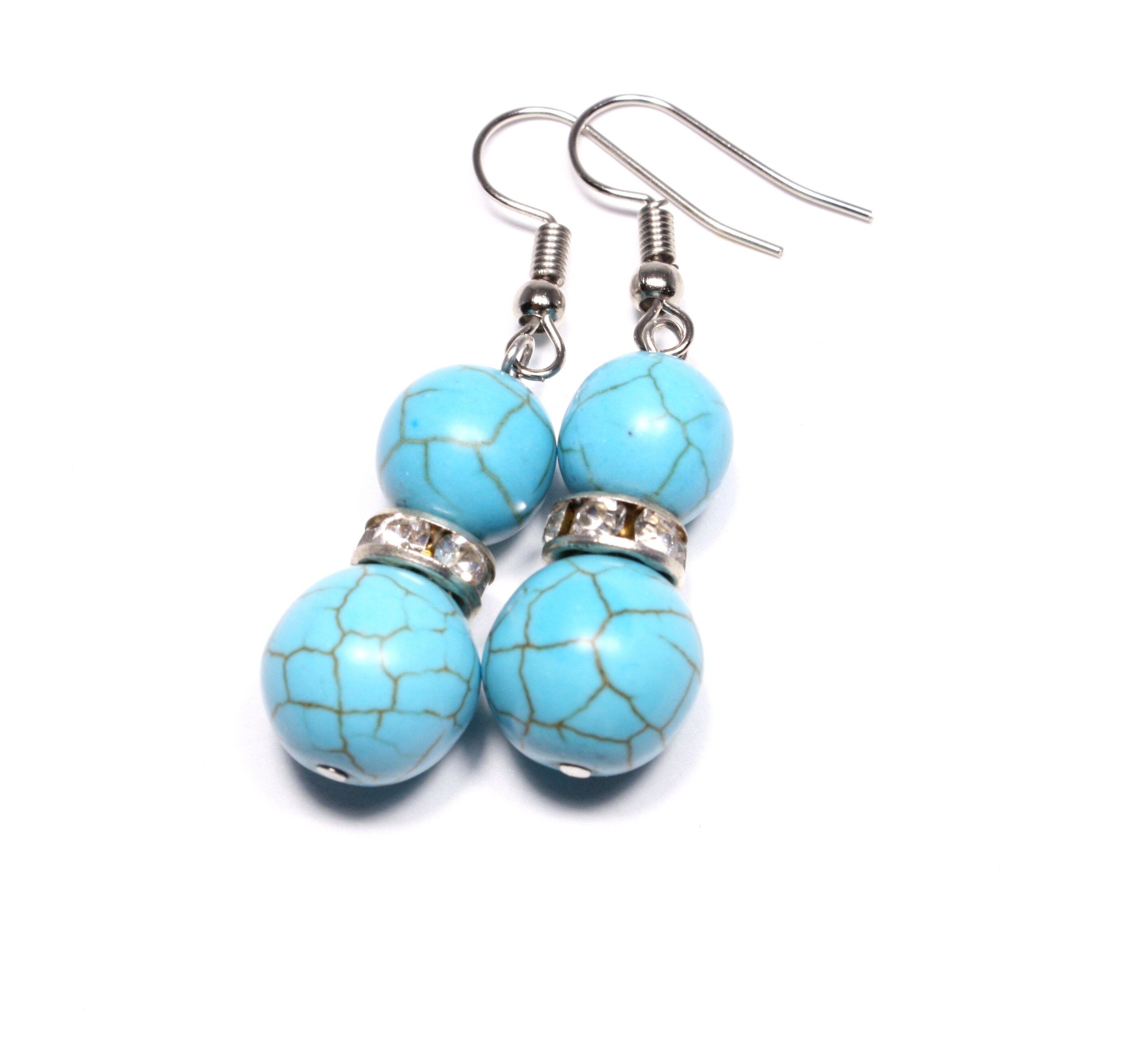 Turquoise Drop Earrings, Ladies Turquoise Earrings, Turquoise Dangles ...