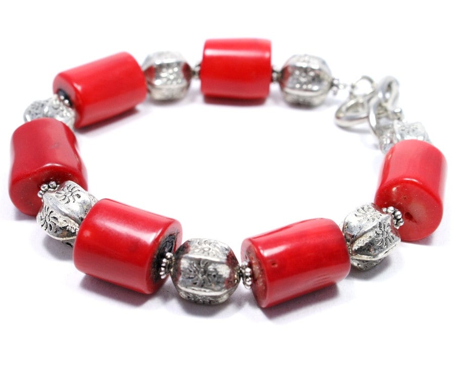 Red Coral Bracelet Coral Jewellery Red Beaded Bracelet - Etsy