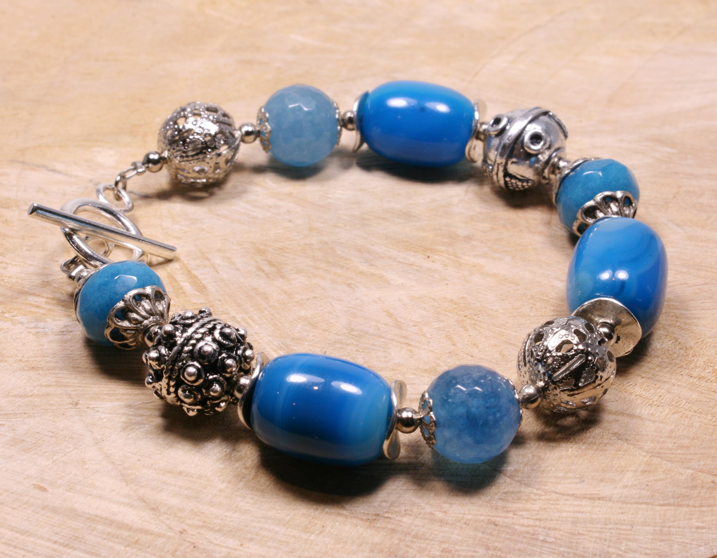 Blue Beaded Bracelet - Blue Gemstone Bracelet - Blue Bracelet - Blue ...