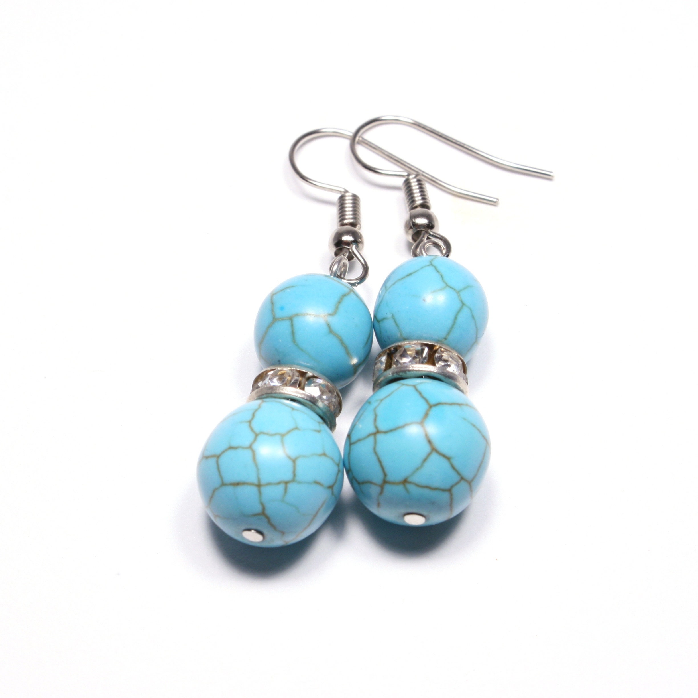 Turquoise Drop Earrings, Ladies Turquoise Earrings, Turquoise Dangles ...