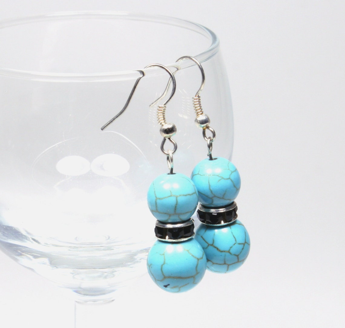Turquoise Drop Earrings, Ladies Turquoise Earrings, Turquoise Dangles ...