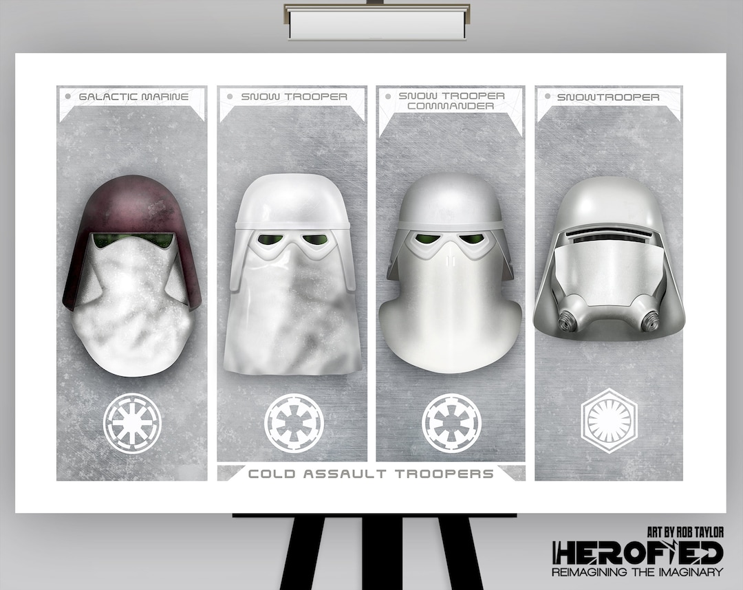 Star Wars snowtrooper Helmet Evolution Art Print by Herofied / Galactic ...