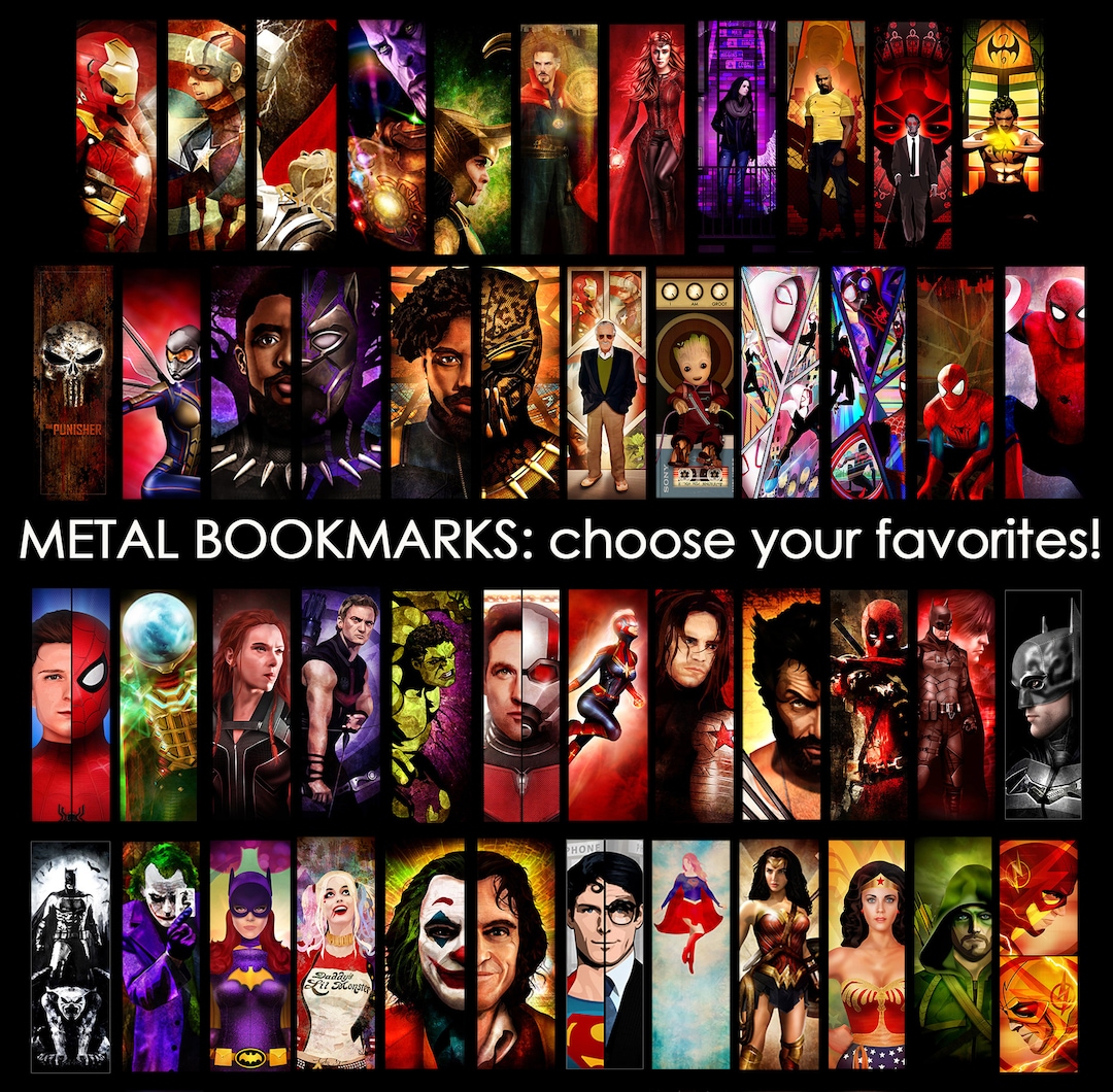 Metal Bookmarks Superheroes and Villains Choose Your Bookmark Designs ...