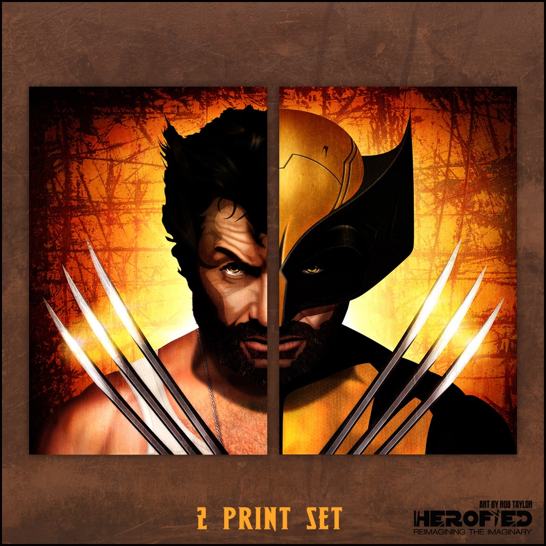 Wolverine Set of 2 Art Prints by Herofied / Secret Identity Series ...