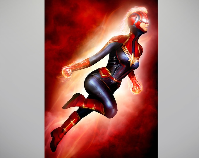 Captain Marvel Inspired Art Print by Herofied / Metal Canvas - Etsy