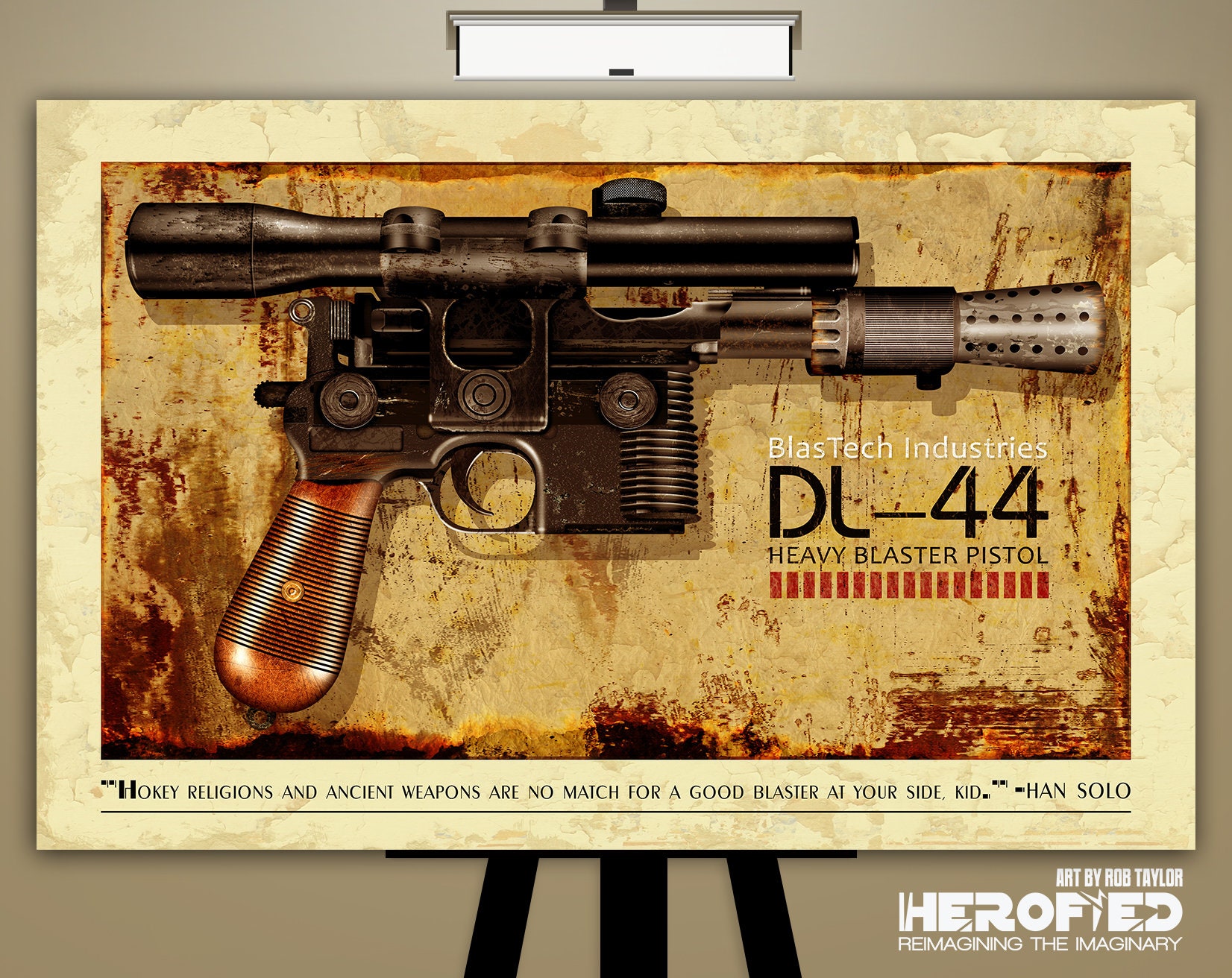 Star Wars Han Solo's DL-44 Blaster Art Print by Herofied / - Etsy