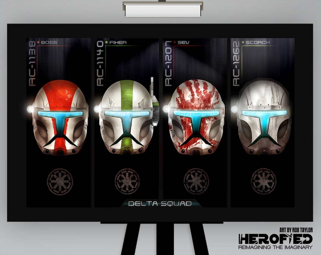 Star Wars republic Commando: Delta Squad Helmet Composite Art Print by ...