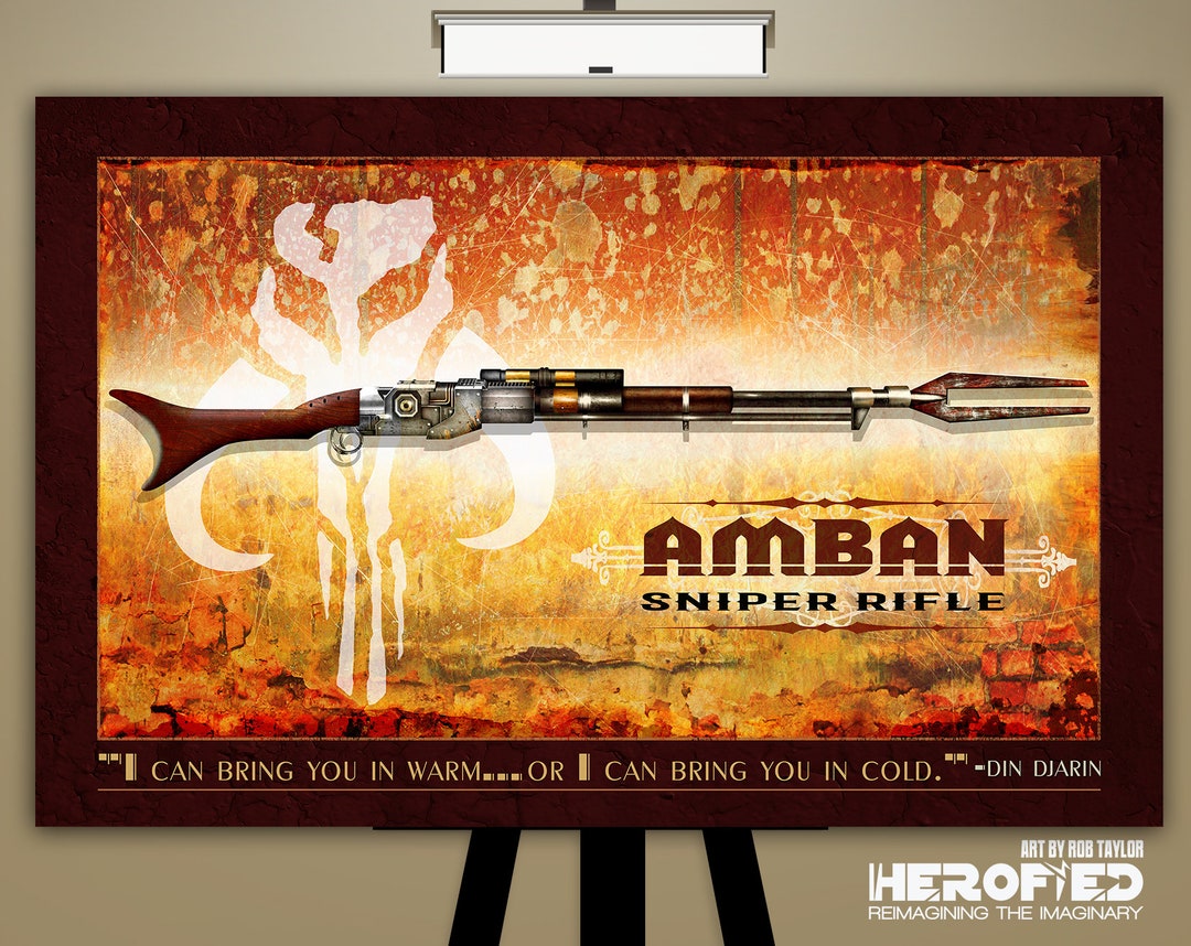 Star Wars the Mandalorian Sniper Rifle Art Print by Herofied / Material ...
