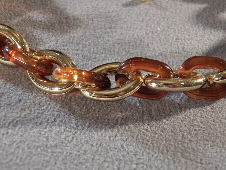 Vintage Yellow Gold Tone Faux Tortoise Shell Lucite Chunky Rollo Link ...