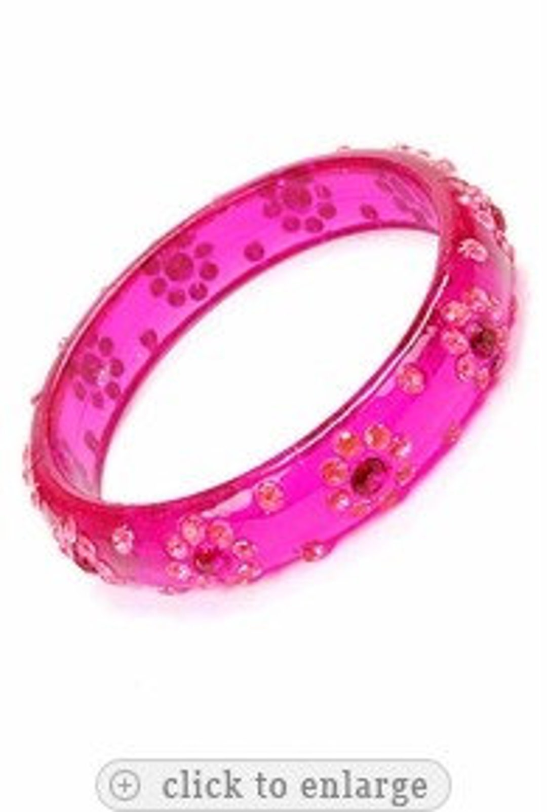 Vintage Retro Intense Pink Lucite Multi Round Rhinestone Bold Bangle ...