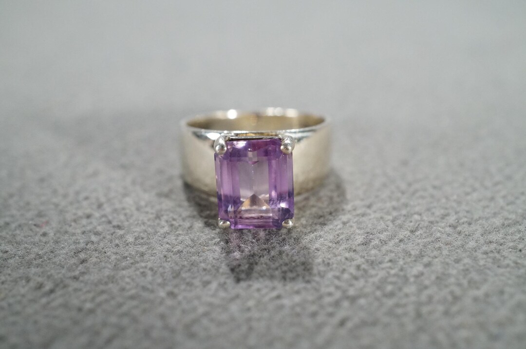 Vintage Wedding Band Stacker Design Ring Sterling Silver Rectangle ...