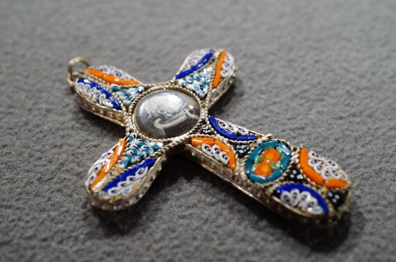 Vintage Silver Italian Venetian Murano Religious Cross Pendant - Etsy