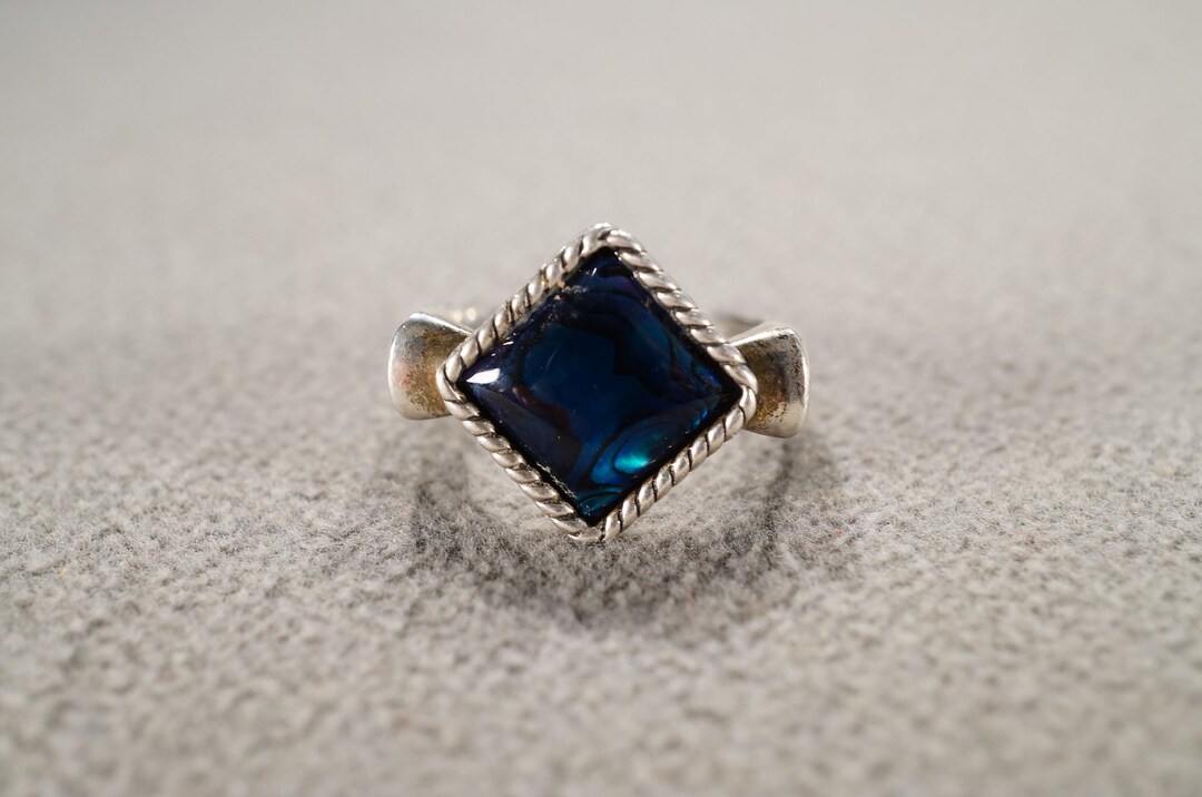 Vintage Wedding Band Stacker Design Ring Sterling Silver Bezel Set ...