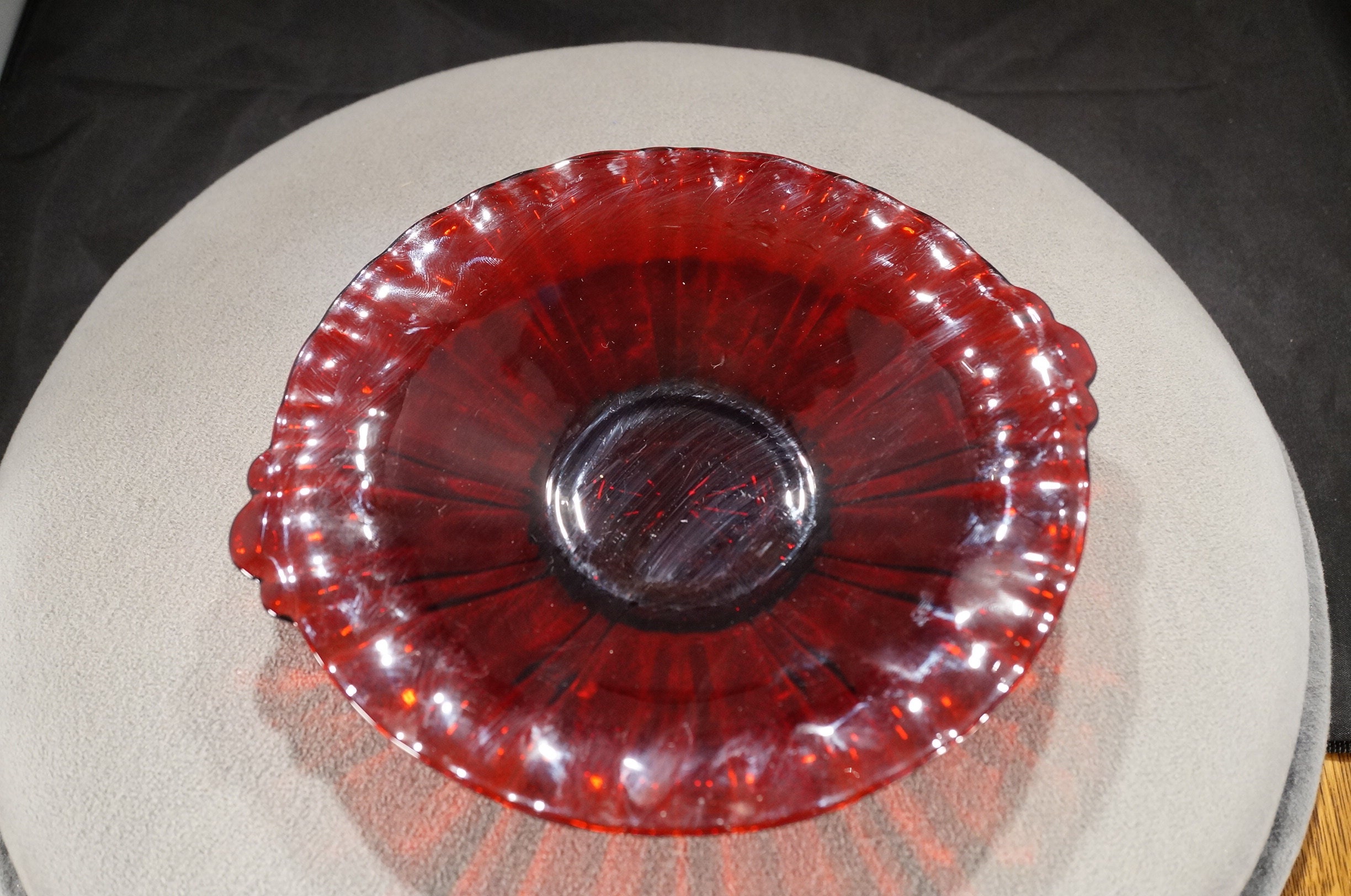 Antique Vintage Anchor Hocking Royal Cafe Ruby Red Glass Dish Bowl ...