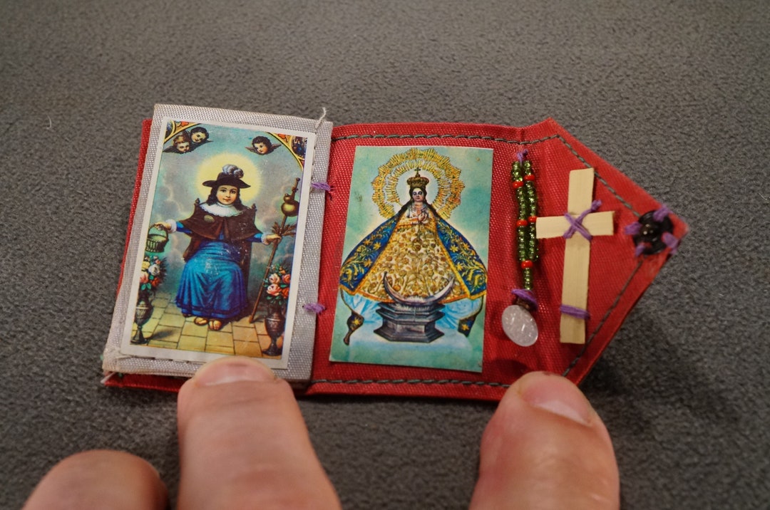 Antique Vintage Folding Pocket Reliquary Relic Multi Colored Religious ...