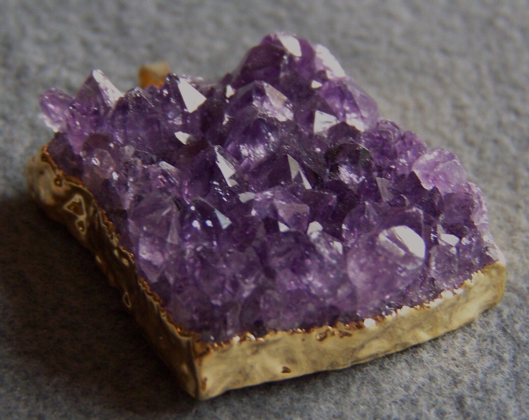 Vintage Yellow Gold Tone Multi Rough Cut Amethyst Bold Pendant - Etsy