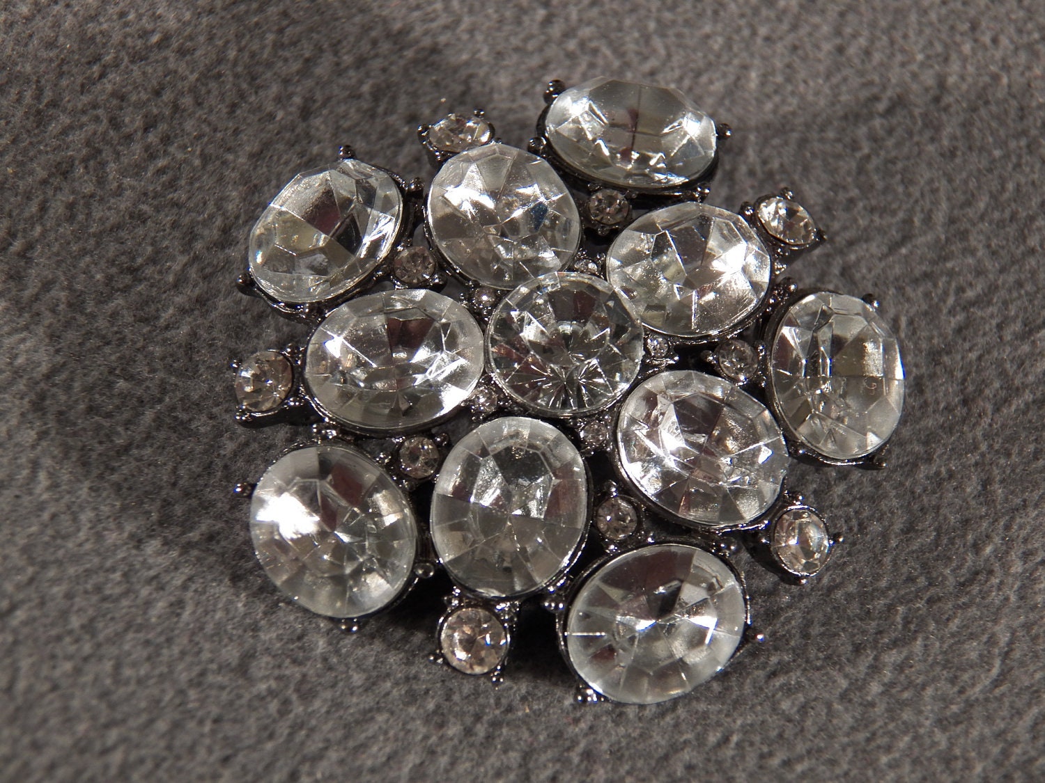 Vintage Silver Tone Round Oval Rhinestone Round Shaped Domed | Etsy