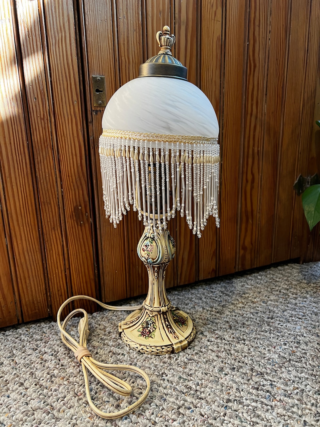 Antique Vintage 1920 Victorian Table Top Lamp Light Cast Iron Raised ...