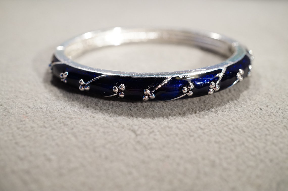 Vintage Silver Tone Bangle Bracelet Fancy Raised Relief Design - Etsy