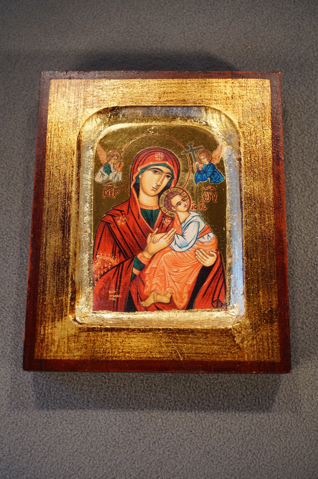 Vintage Greek Italian Florentine Gold Gilt Gesso Wooden Icon Religious ...