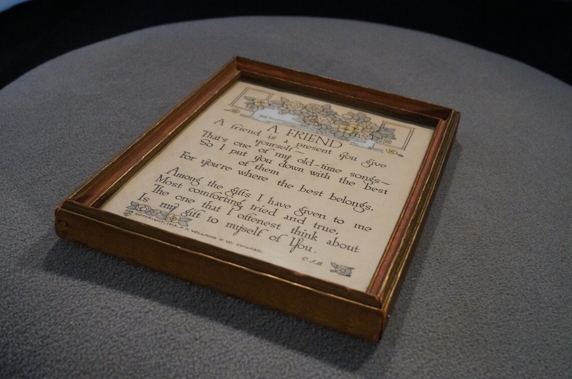 Antique Vintage Rectangle Poem Verse Framed Copyright 1913 Volland ...