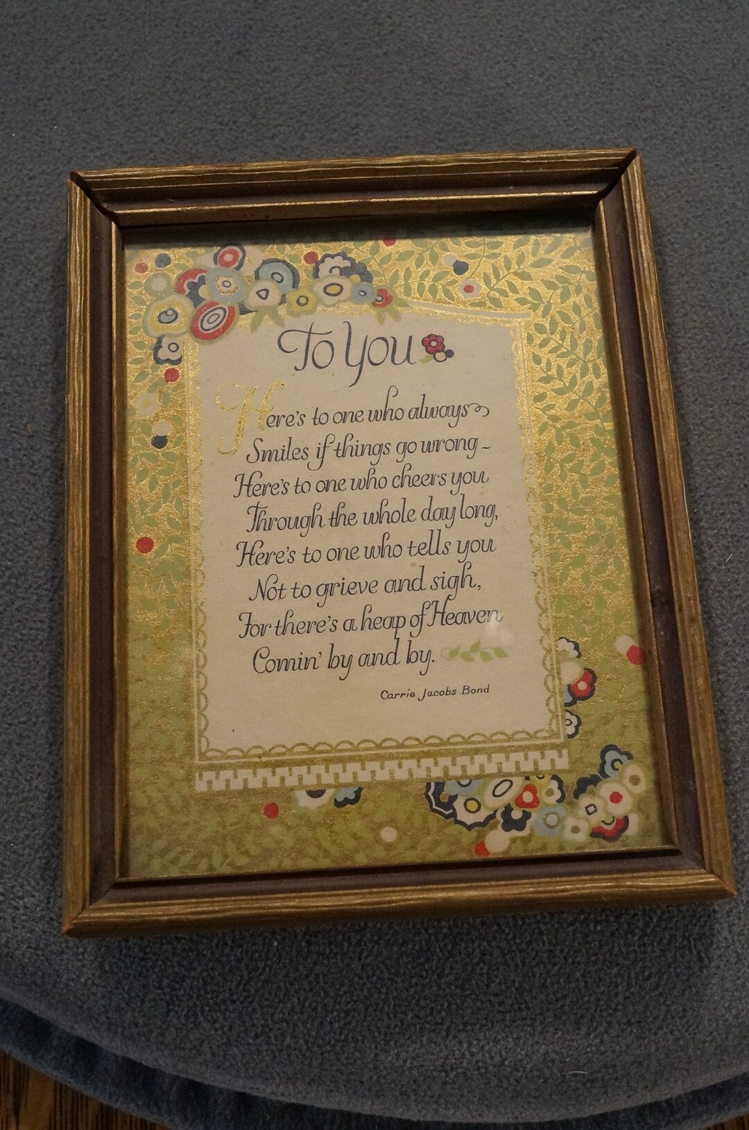 Antique Vintage Rectangle Poem Verse Framed Print Stamped Carrie Jacobs ...