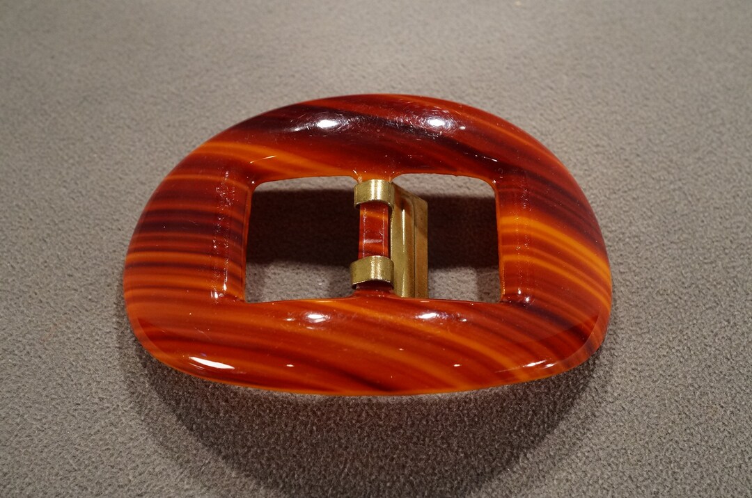 Antique Vintage Belt Buckle Shades Golden Yellow Brown Celluloid ...
