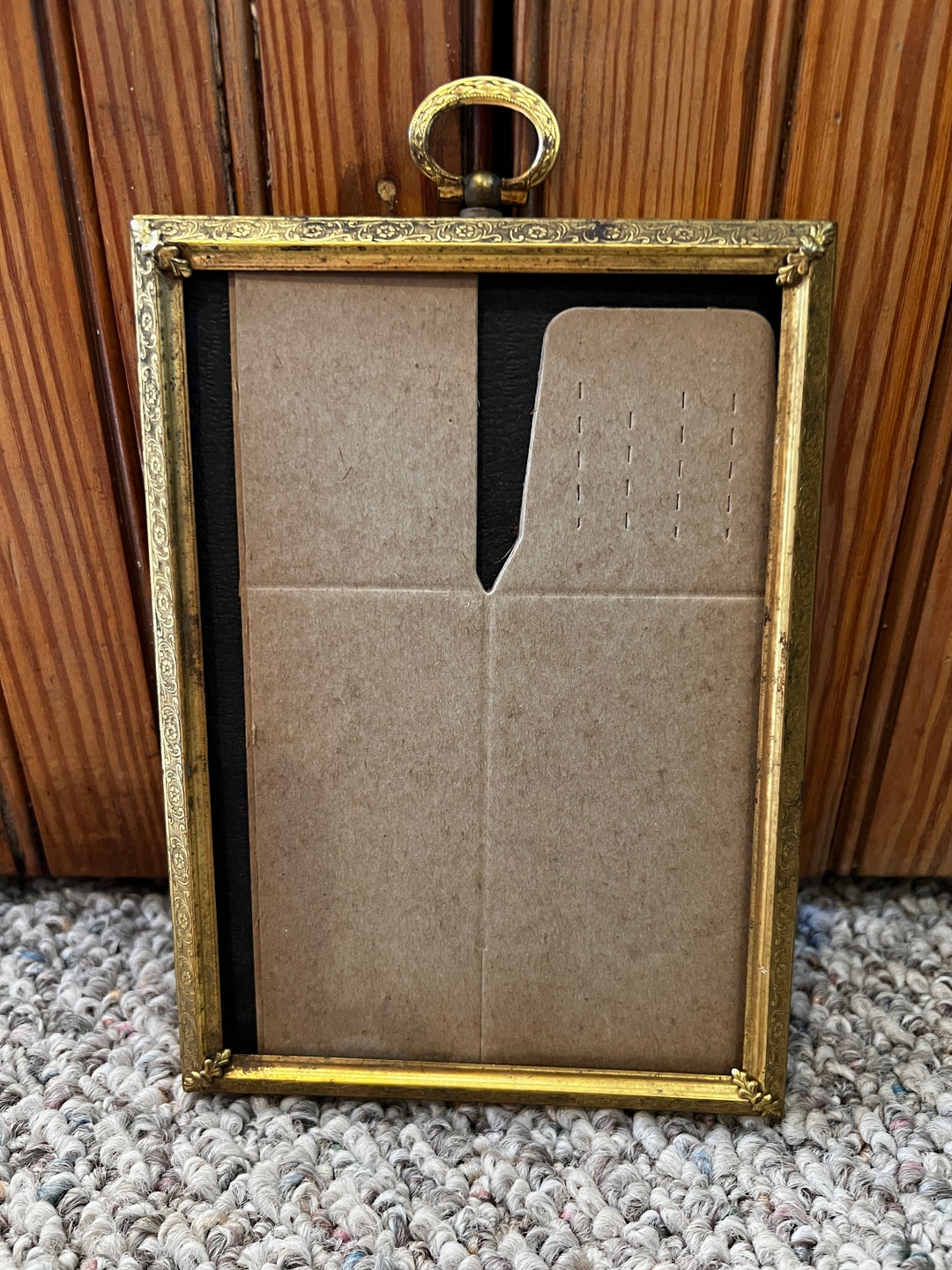Vintage Yellow Gold Tone Metal Picture Frame Fancy Etched Scrolled ...
