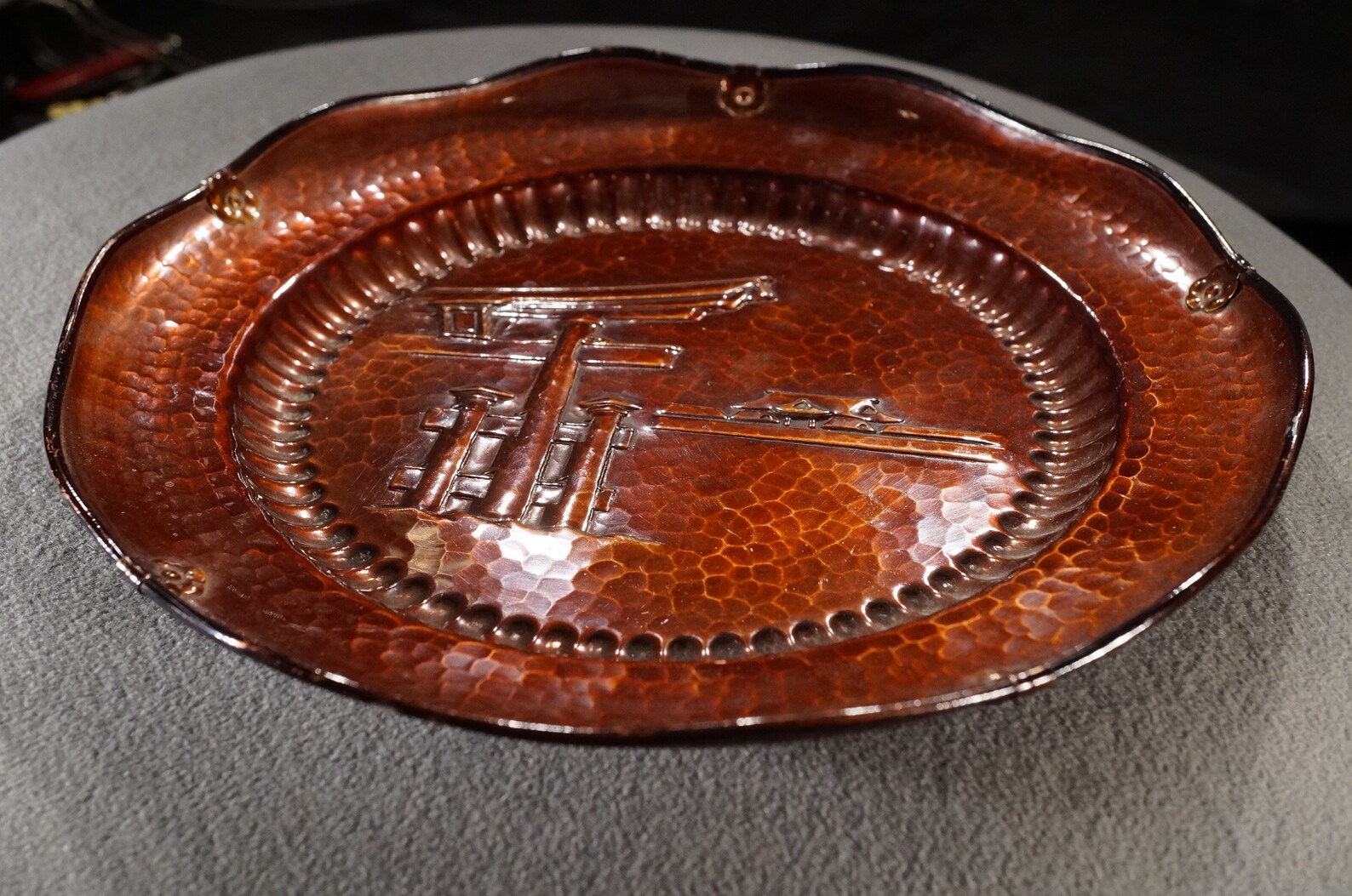 Antique Vintage Copper Plate Dish Pounded Scalloped Edge Asian - Etsy