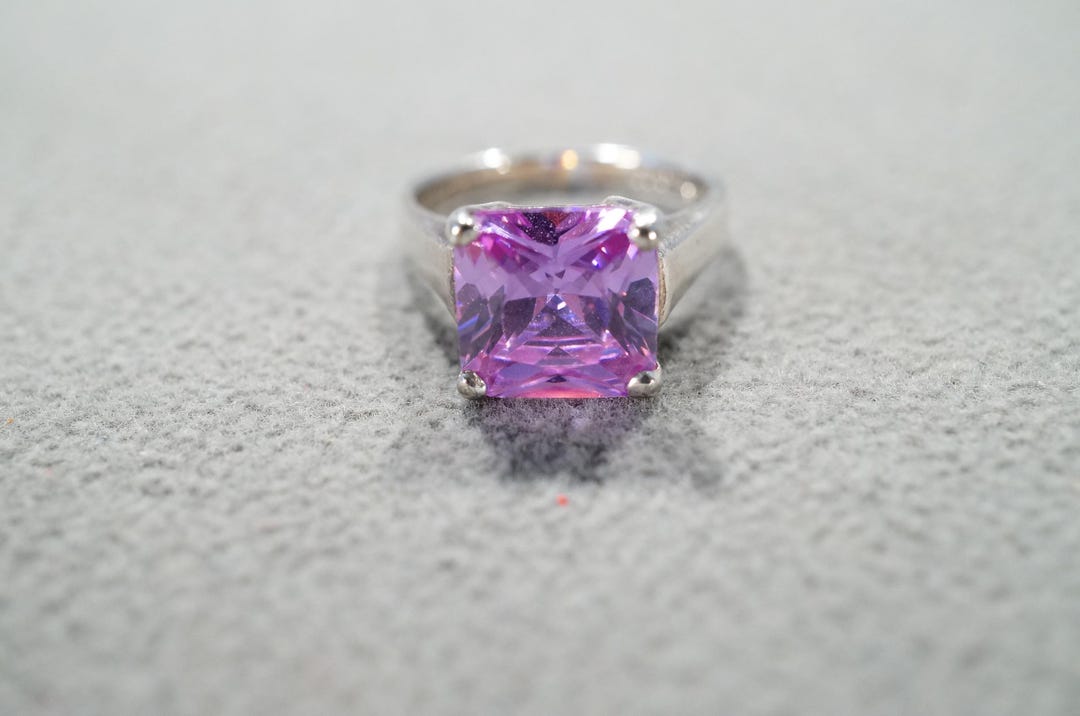 Vintage Wedding Band Stacker Design Ring Sterling Silver Square Prong ...