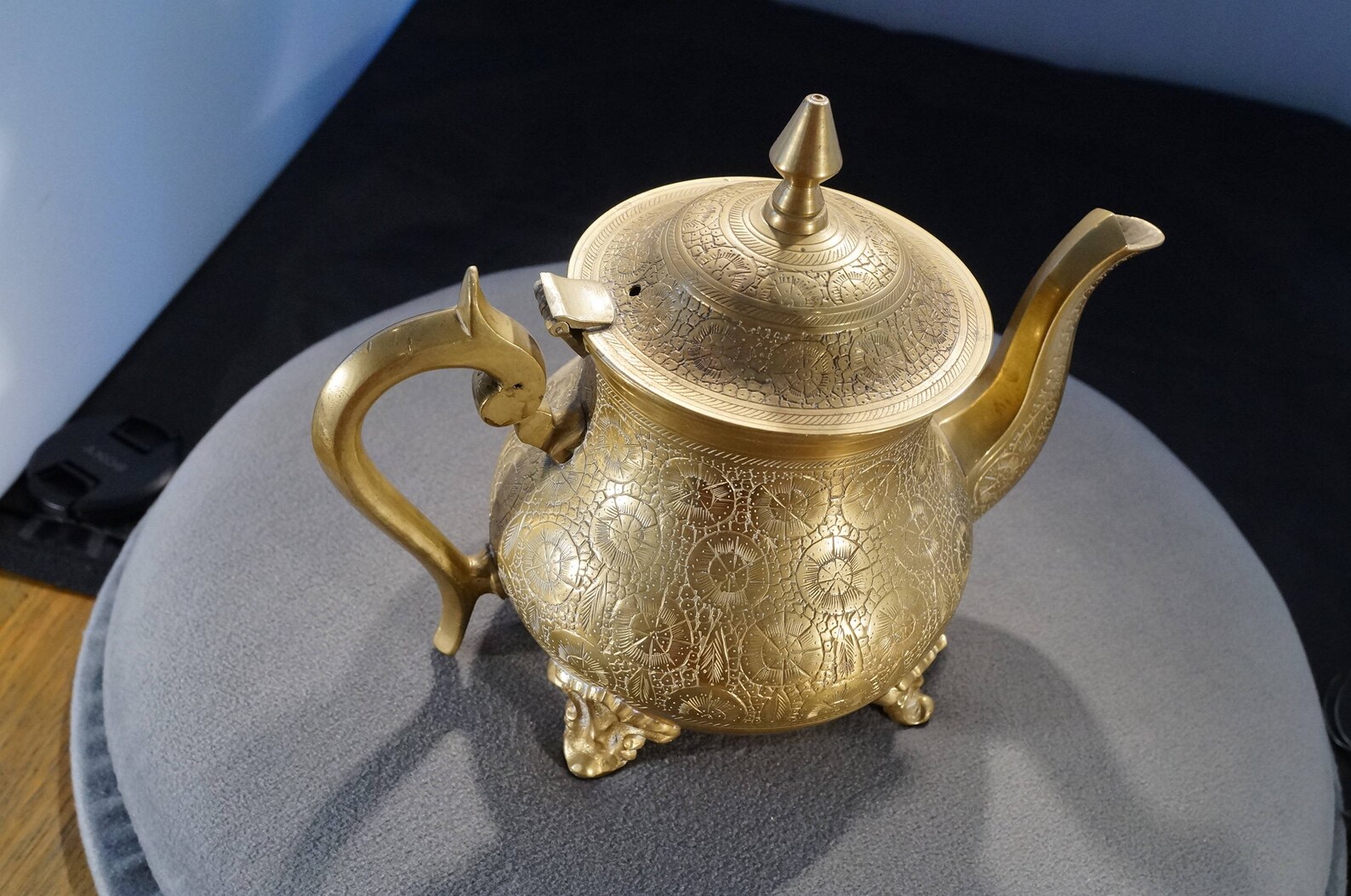 Antique Vintage Brass Footed Design Tea Pot Artist Numbered - Etsy