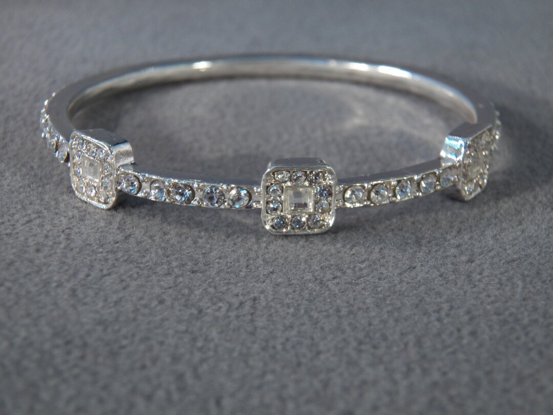 Vintage Silver Tone Multi Round Rhinestone Eternity Design Art Deco ...