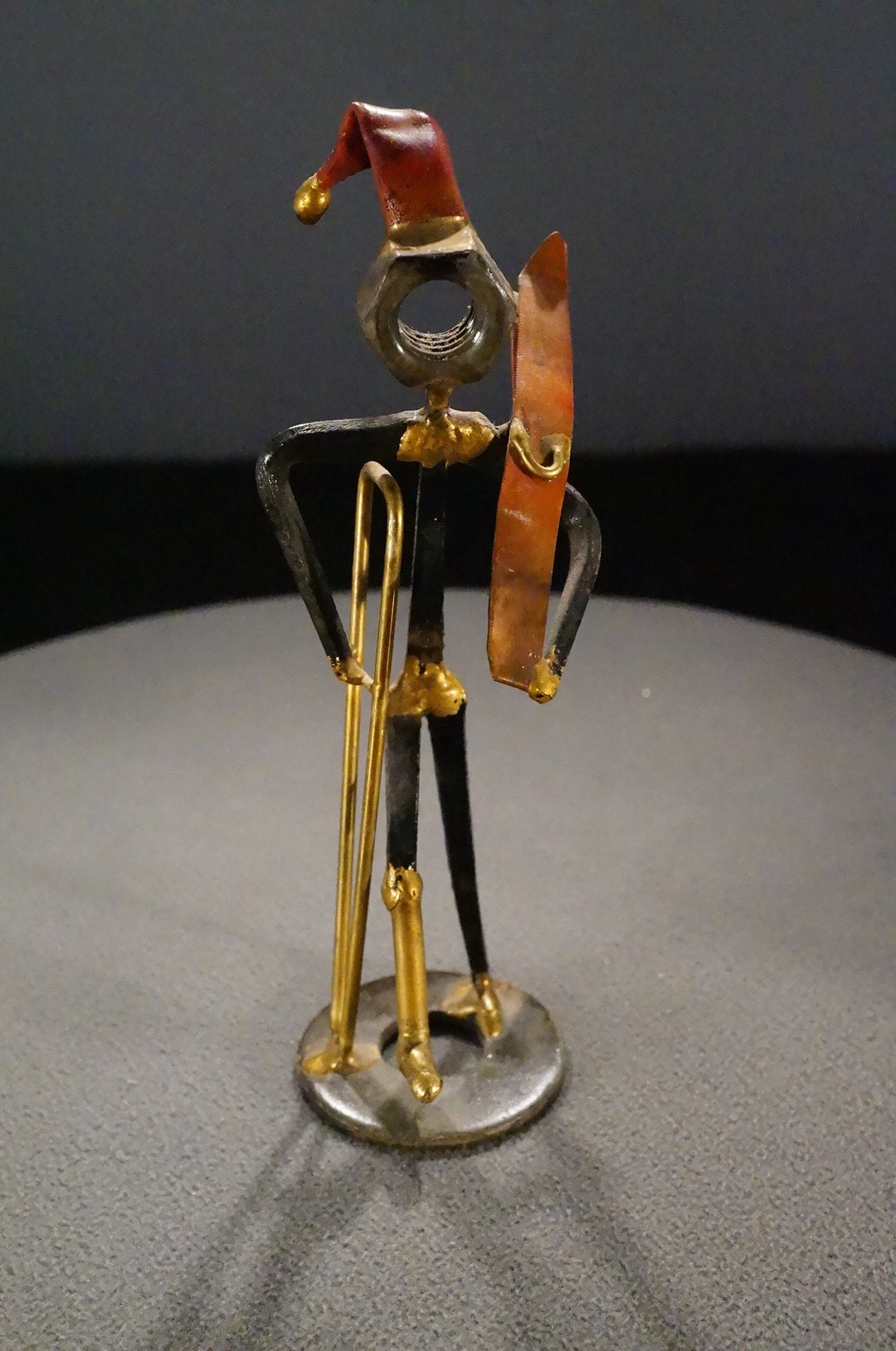Vintage Bronze Metal Sculpture Modernistic Design Skier Bolt Repurposed ...